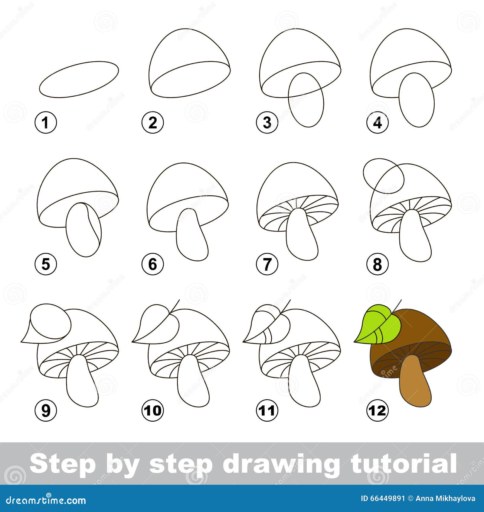 Tutorial Del Dibujo Cómo Dibujar Una Seta Ilustración del Vector ...