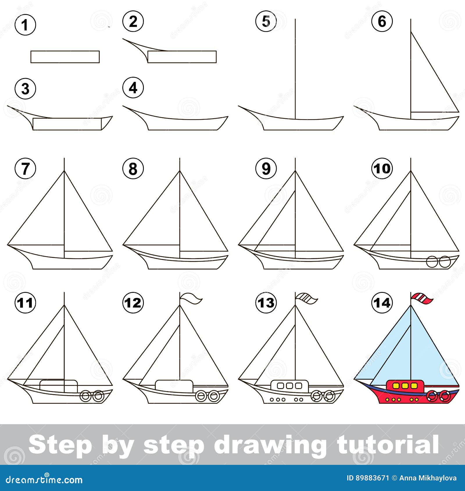 Tutorial Del Dibujo Juego Para El Yate Ilustración del Vector ...