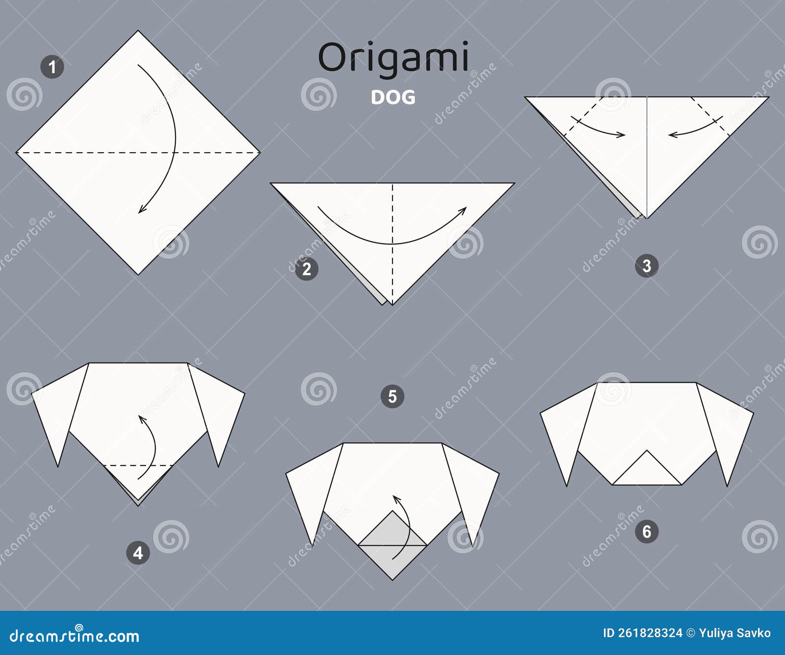 Origami Tutorial. Origami Scheme for Kids. Dog. Stock Vector ...
