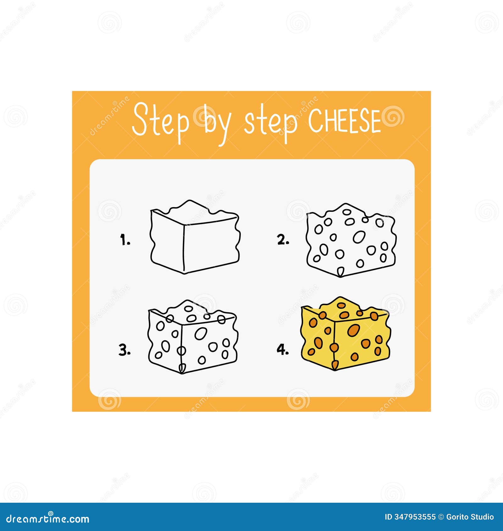 Tutorial for Drawing Cheese Free Vector Illustration Stock Illustration ...