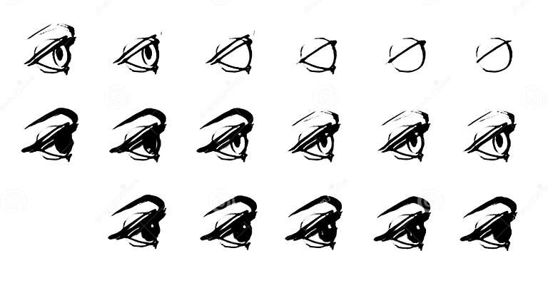 Tutorial Of Drawing Human Eye Eye In Anime Style Female Eyelashes Stock Illustration