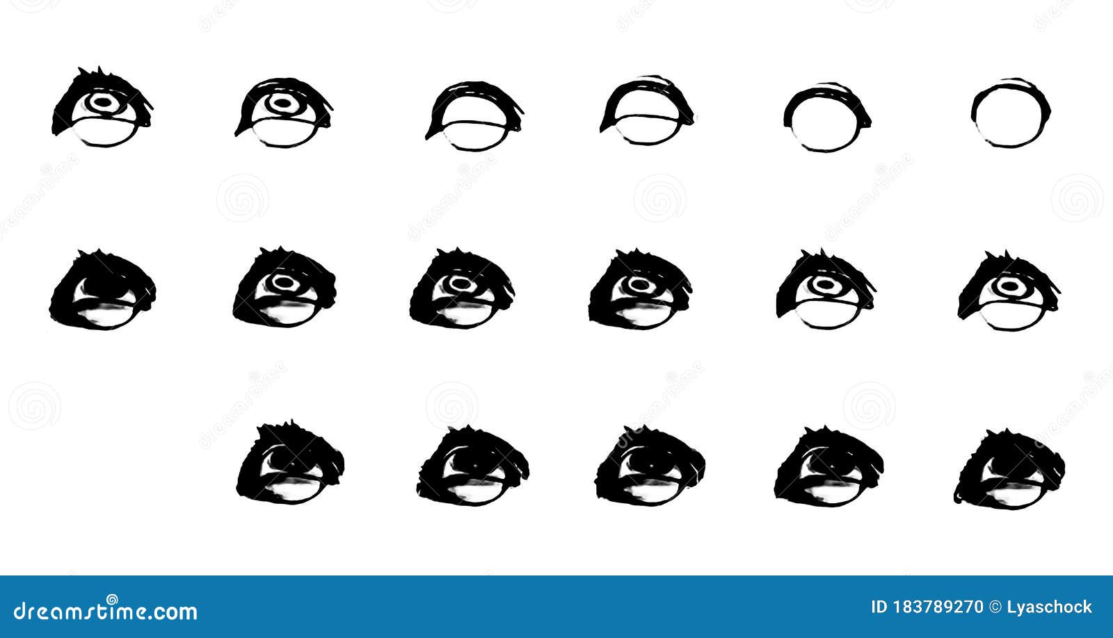 Tutorial of Drawing Human Eye. Eye in Anime Style. Female Eyelashes ...