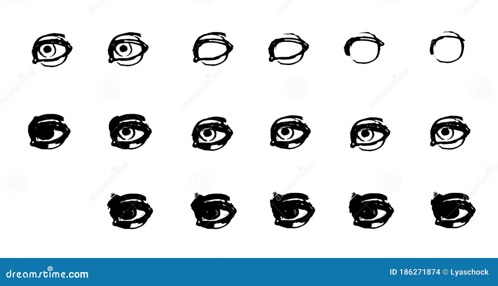 Tutorial of Drawing Human Eye. Eye in Anime Style. Female Eyelashes ...