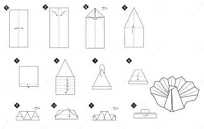 Tutorial How To Make Origami Peacock. Step by Step Instructions Stock ...