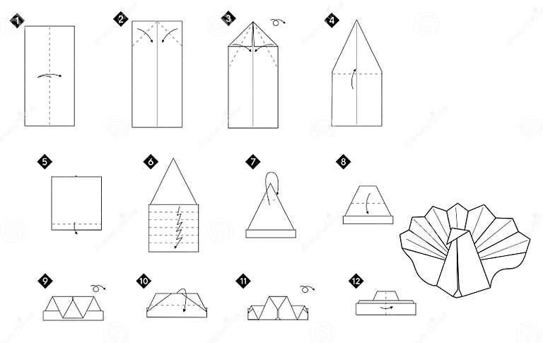 Tutorial How To Make Origami Peacock. Step by Step Instructions Stock ...