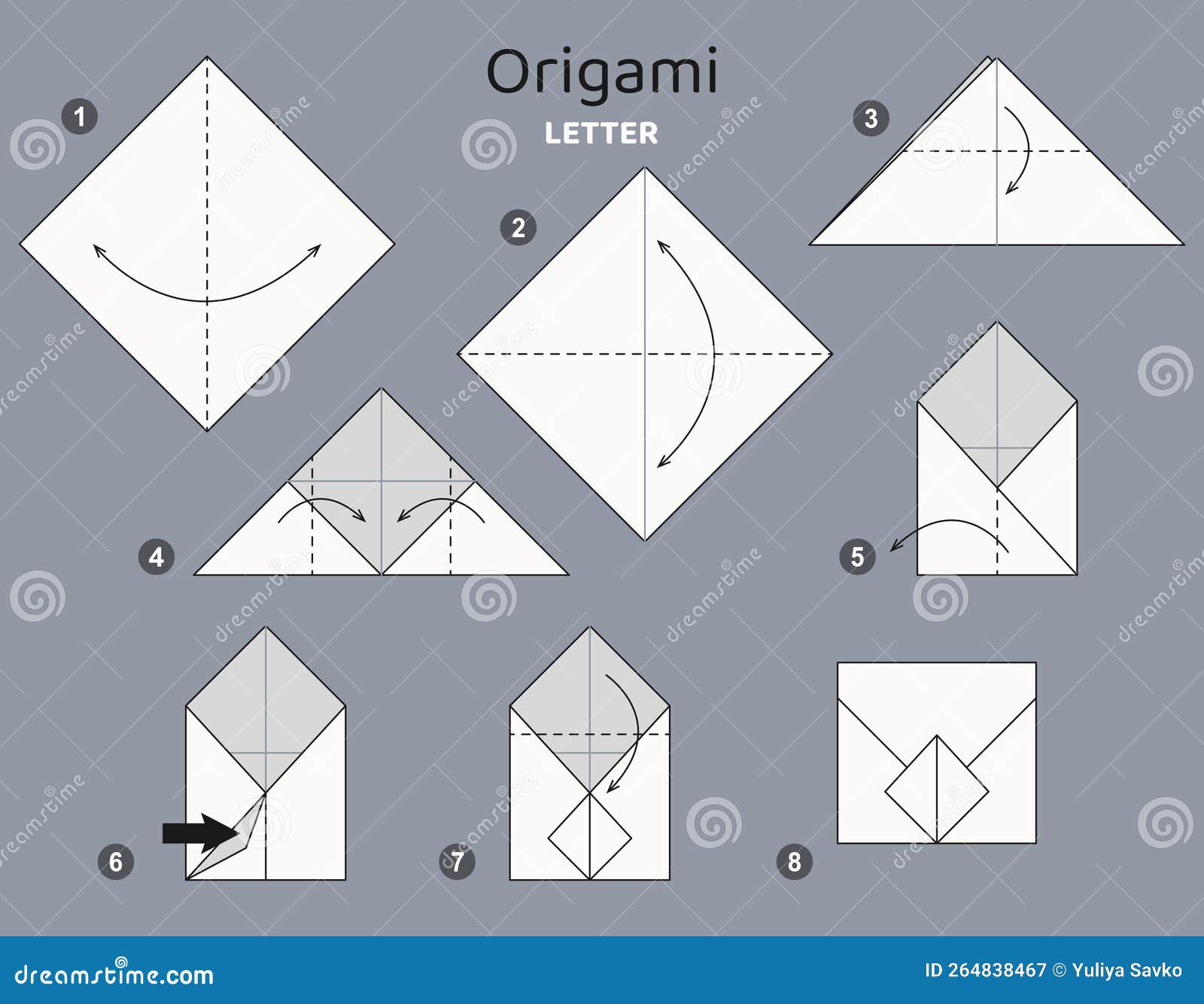 Origami Tutorial. Origami Scheme for Kids Envelope. Stock Vector ...