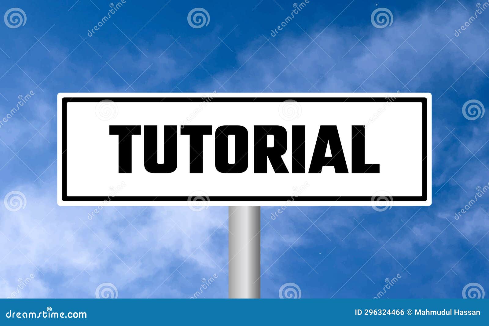 Tutorial Road Sign on Blue Sky Background Stock Photo - Image of road ...