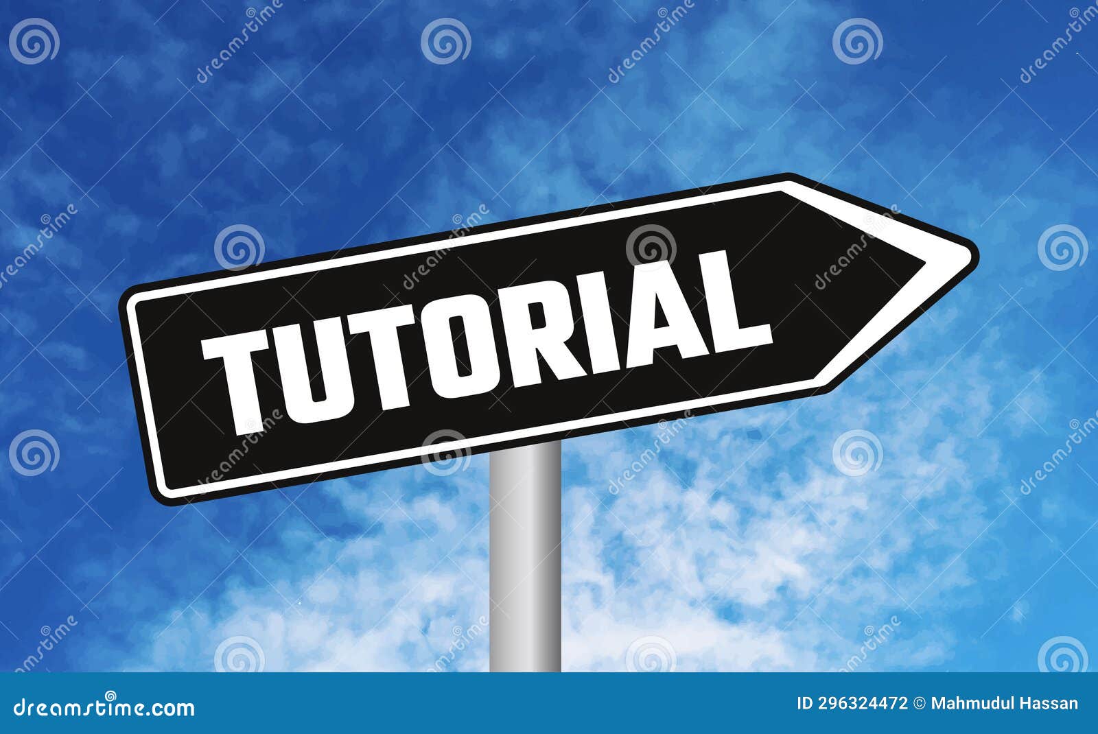 Tutorial Road Sign on Blue Sky Background Stock Photo - Image of guide ...
