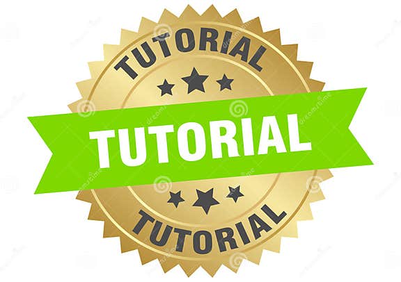 Tutorial. Tutorial Round Green and Gold Label Isolated on Transparent ...