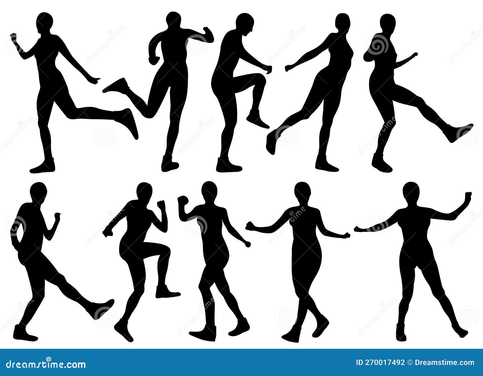 Shuffle dance silhouettes stock illustration. Illustration of happy ...