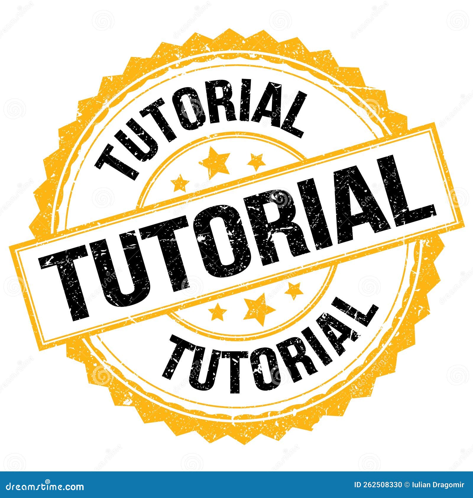 TUTORIAL Text on Yellow-black Round Stamp Sign Stock Illustration ...