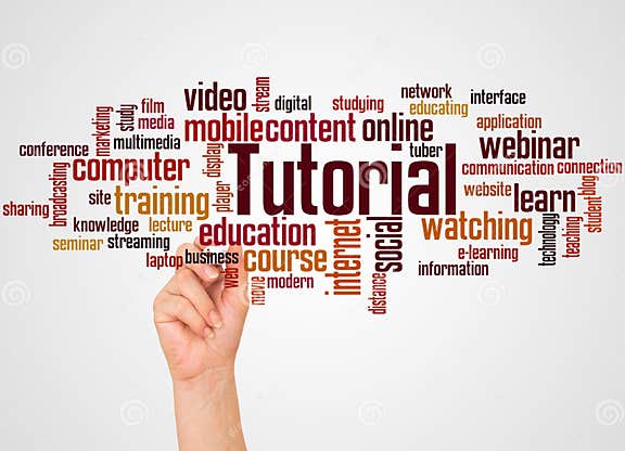 Tutorial Word Cloud and Hand with Marker Concept Stock Illustration ...