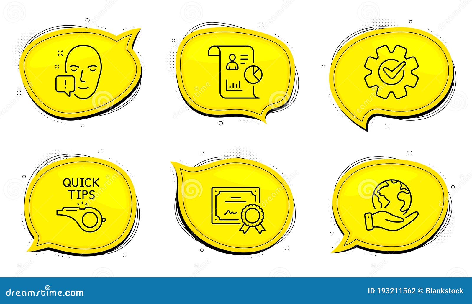 Tutorials, Face Attention and Cogwheel Icons Set. Report Sign. Quick ...