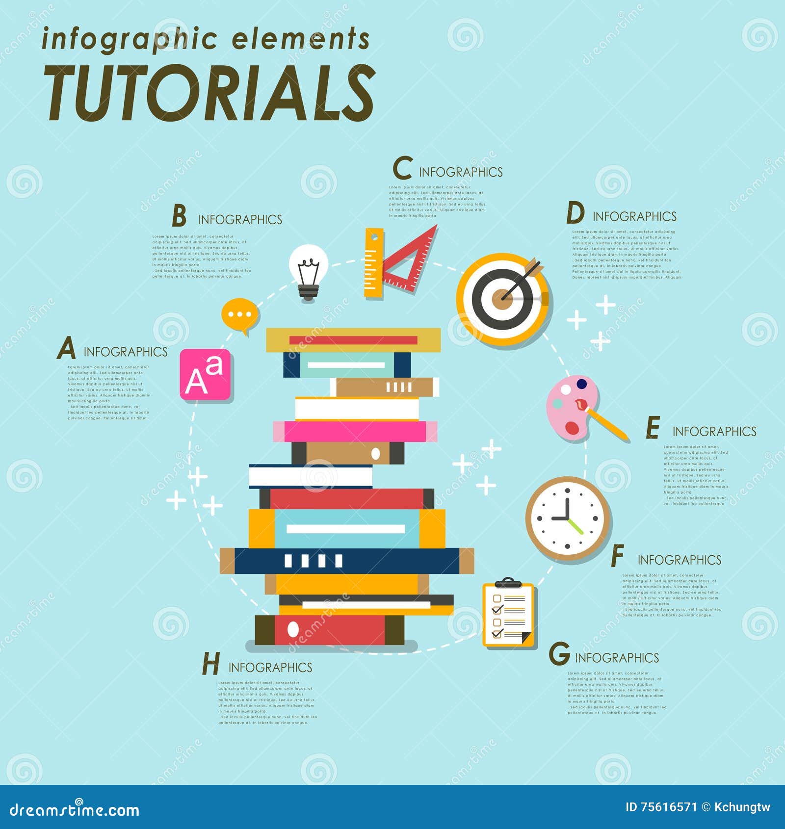 Tutorials flat design stock illustration. Illustration of data - 75616571