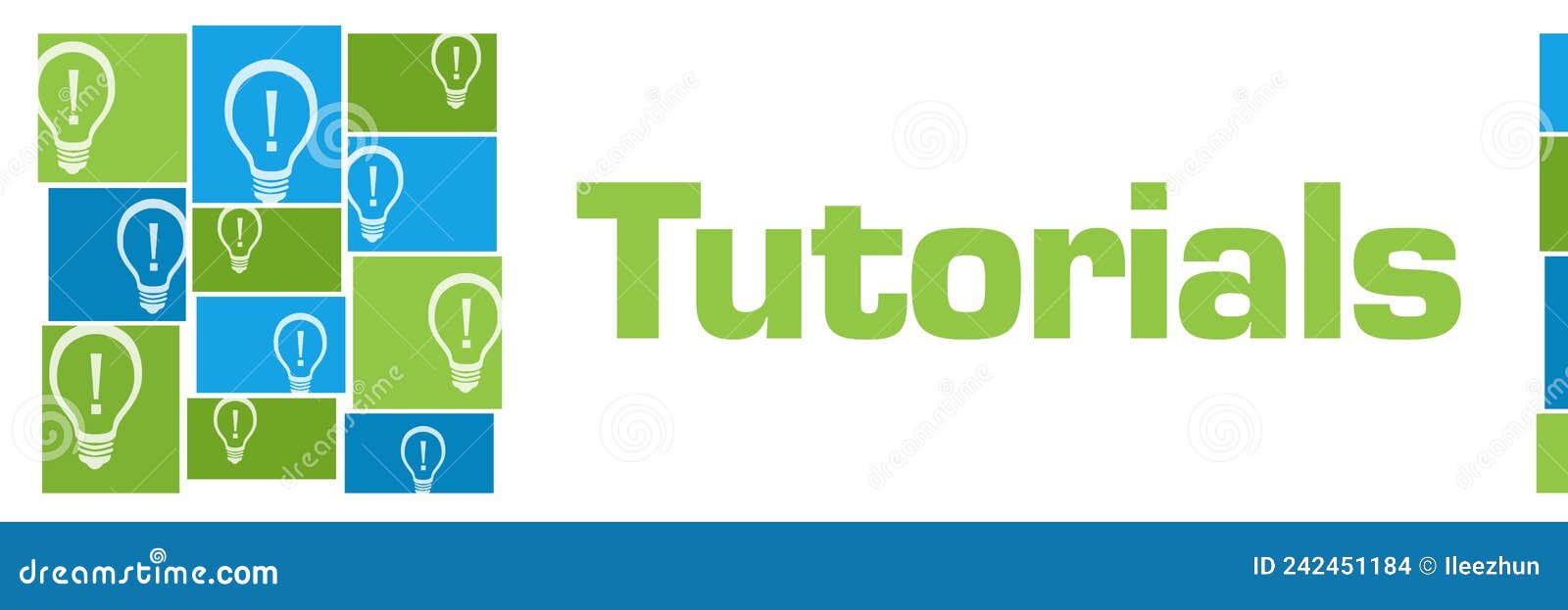 Tutorials Green Blue Bulbs Grid Left Stock Illustration - Illustration ...
