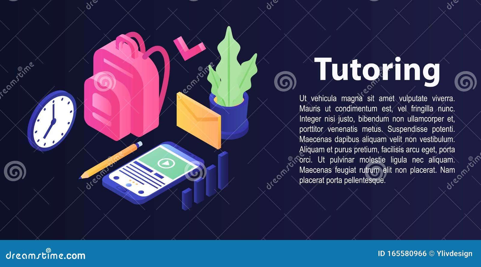 Tutoring Concept Banner, Isometric Style Stock Vector - Illustration of ...