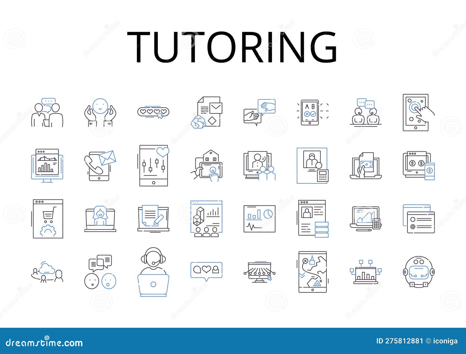 Tutoring Line Icons Collection. Coaching, Mentoring, Advising ...