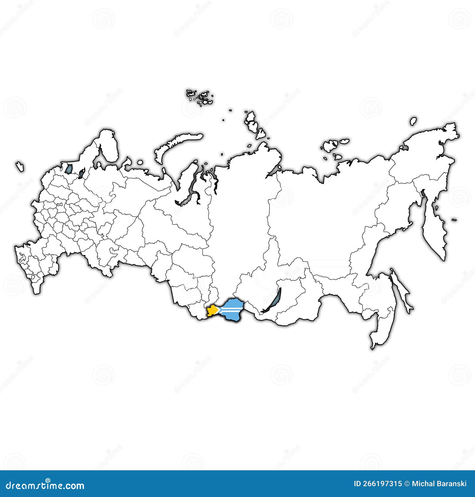 Tuva Oblast on Administration Map of Russia Stock Image - Image of ...