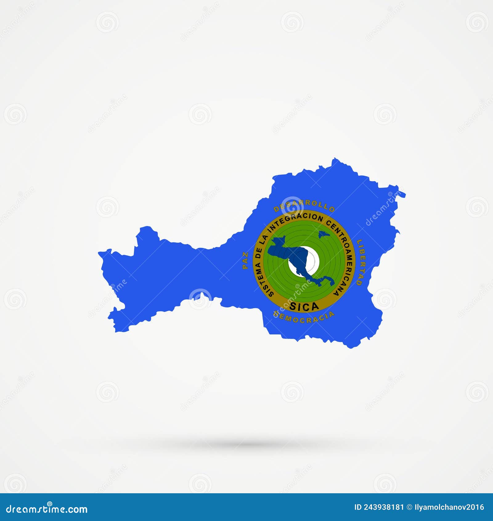 Tuva Republic Map in Central American Integration System SICA Flag ...