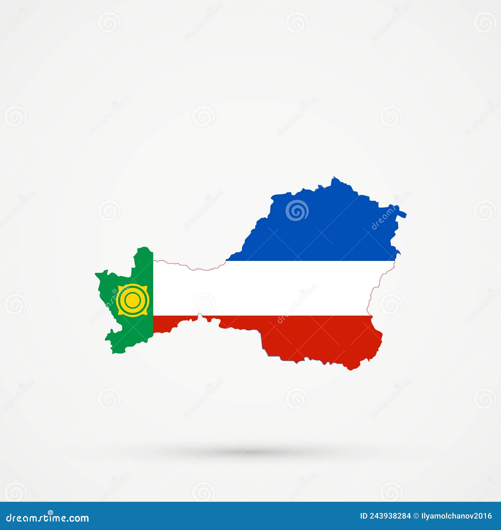 Tuva Republic Map in Republic of Khakassia Flag Colors, Editable Vector ...
