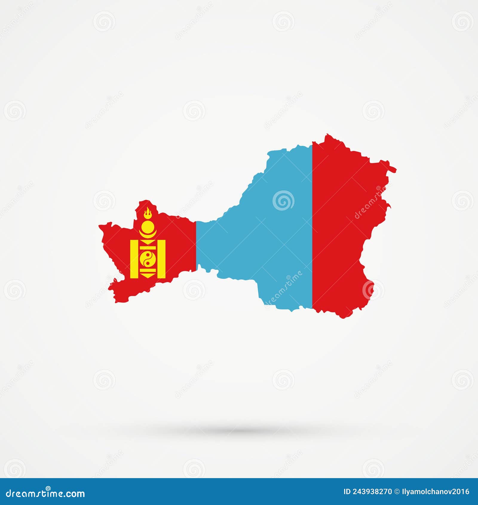 Tuva Republic Map in Mongolia Flag Colors, Editable Vector Stock ...