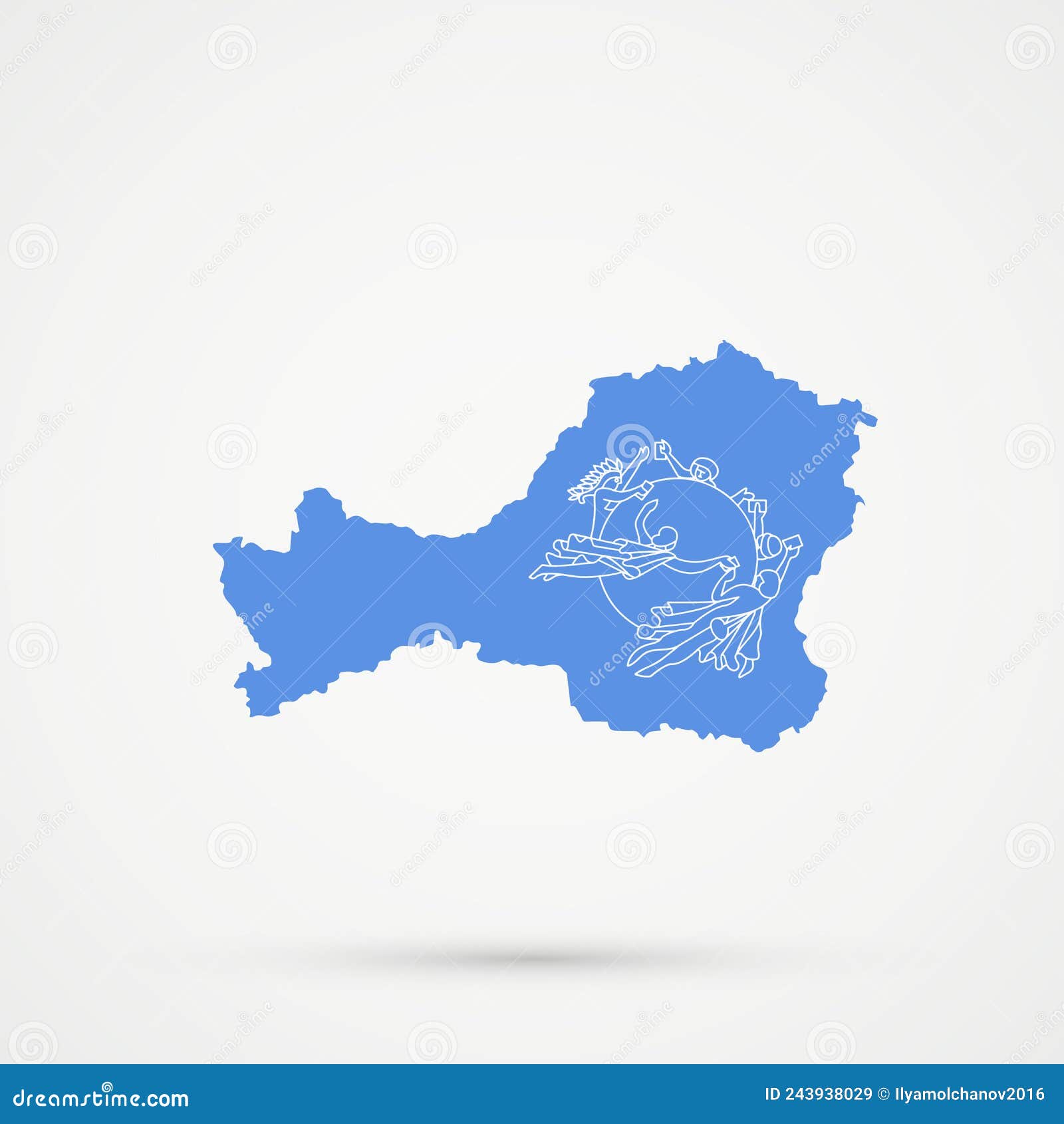 Tuva Republic Map in Universal Postal Union UPU Flag Colors, Editable ...
