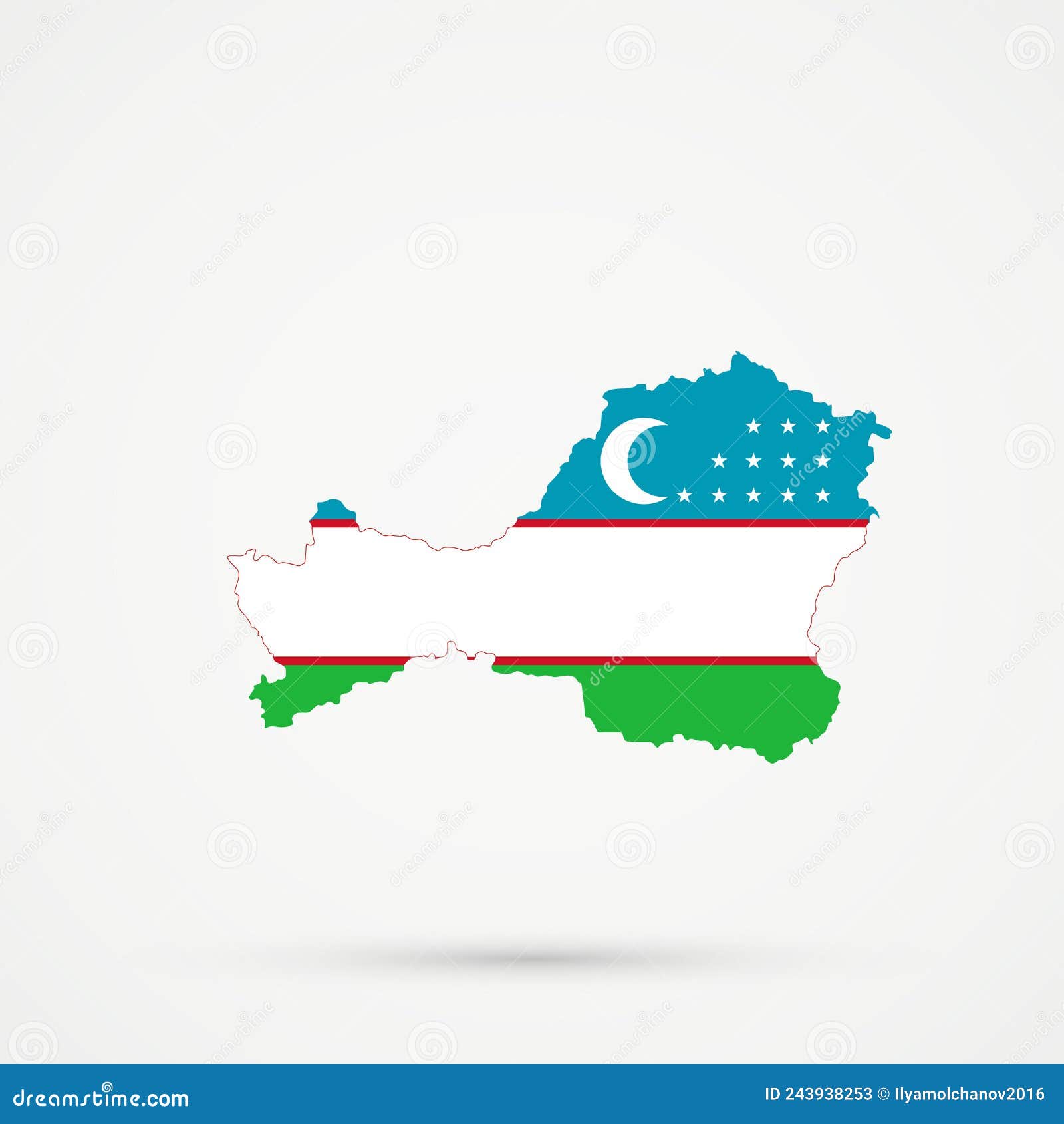 Tuva Republic Map in Uzbekistan Flag Colors, Editable Vector Stock ...