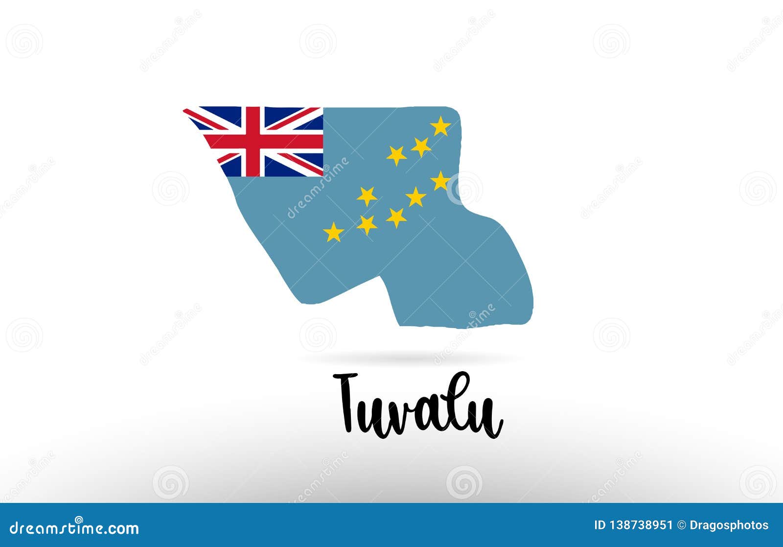 Tuvalu Country Flag Inside Map Contour Design Icon Logo Stock Vector