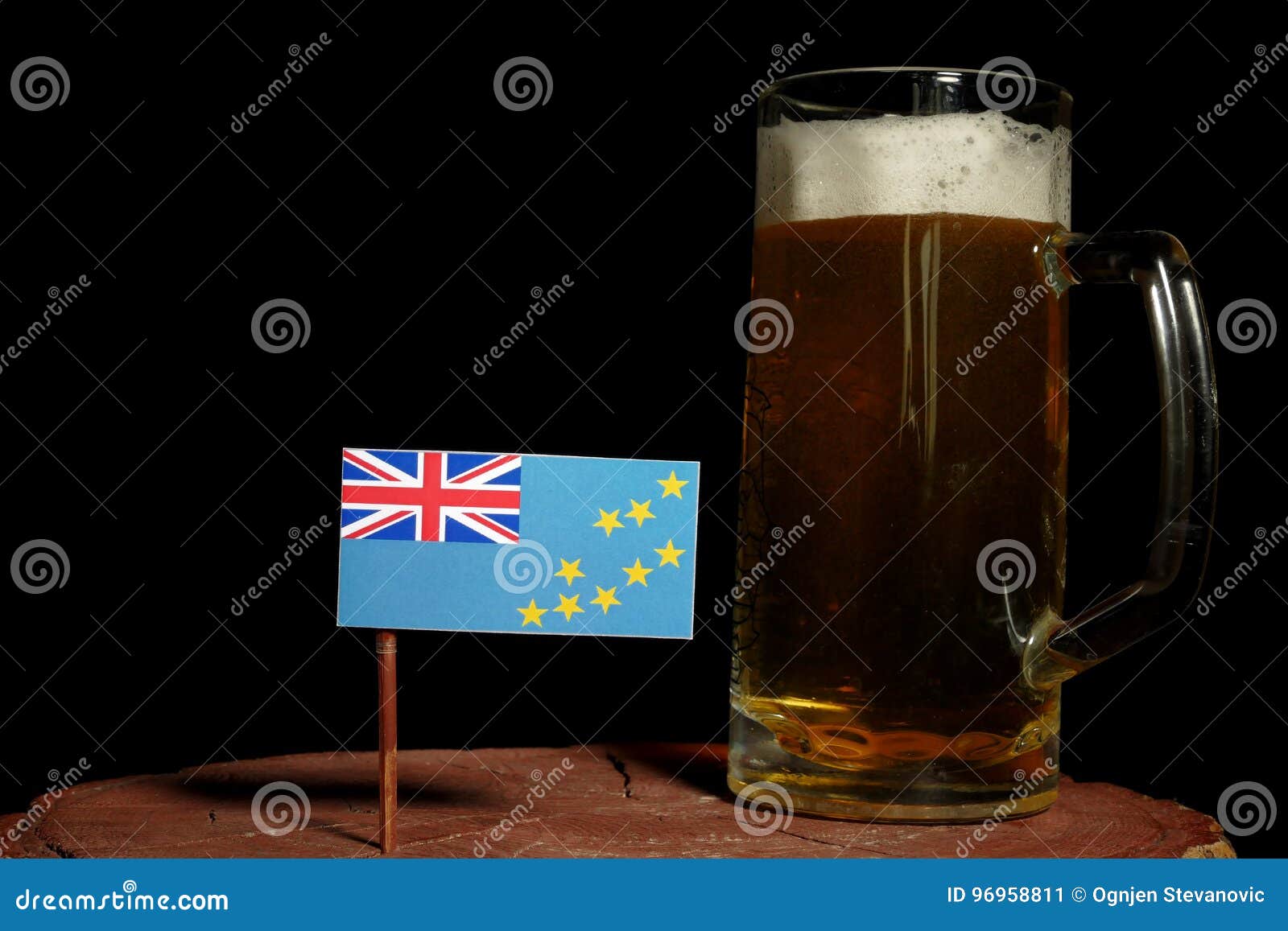 Tuvalu Flag with Beer Mug on Black Stock Image - Image of beverage ...