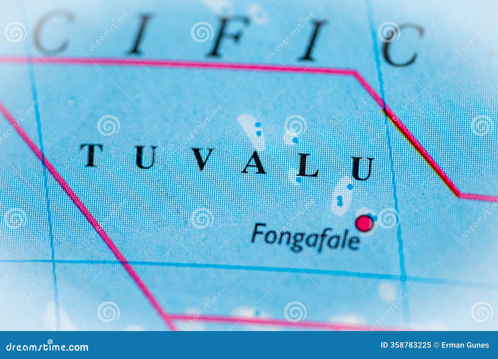 Tuvalu Highlighted on a World Map Stock Image - Image of spot, world ...