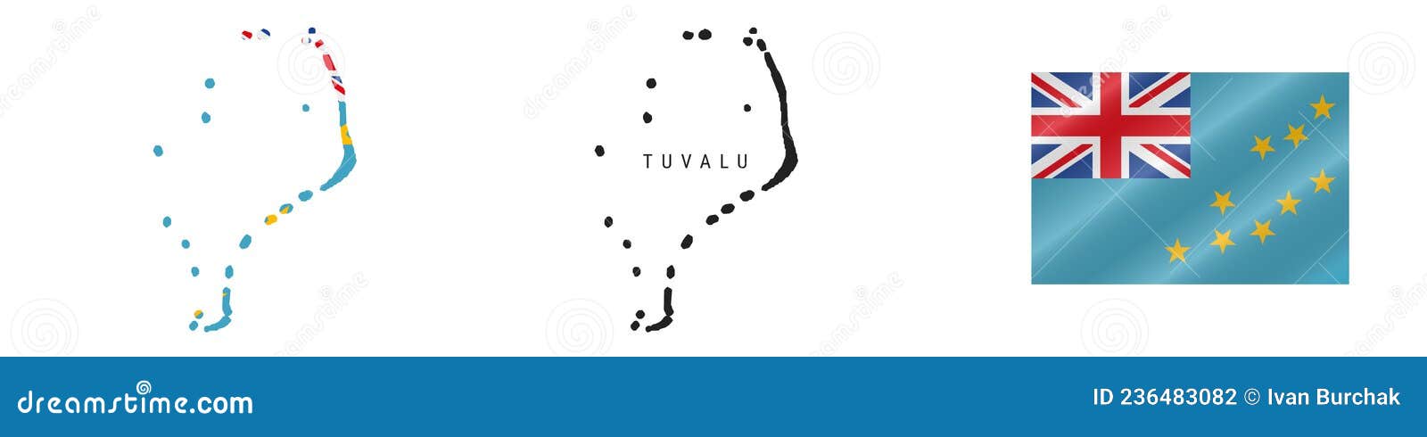 Tuvalu. Detailed Flag Map. Detailed Silhouette. Waving Flag. Vector ... Tuvalu. Detailed Flag Map. Detailed Silhouette. Waving Flag. Vector ...