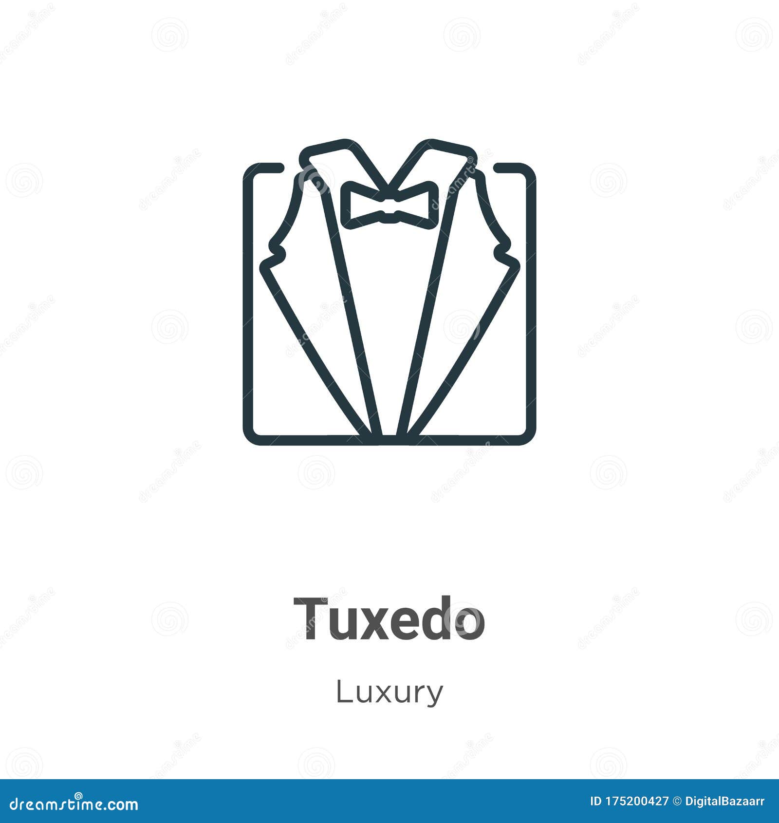 Tuxedo Outline Vector Icon. Thin Line Black Tuxedo Icon, Flat Vector Simple Element Illustration ...