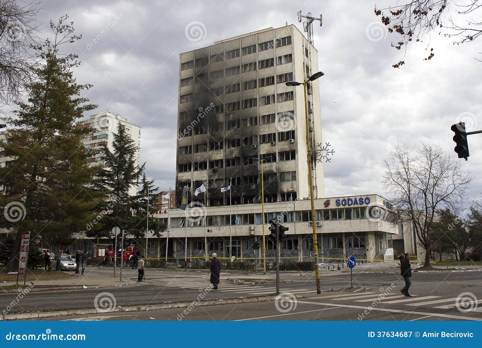 Tuzla Government Building in Fire Editorial Photography - Image of riot ...