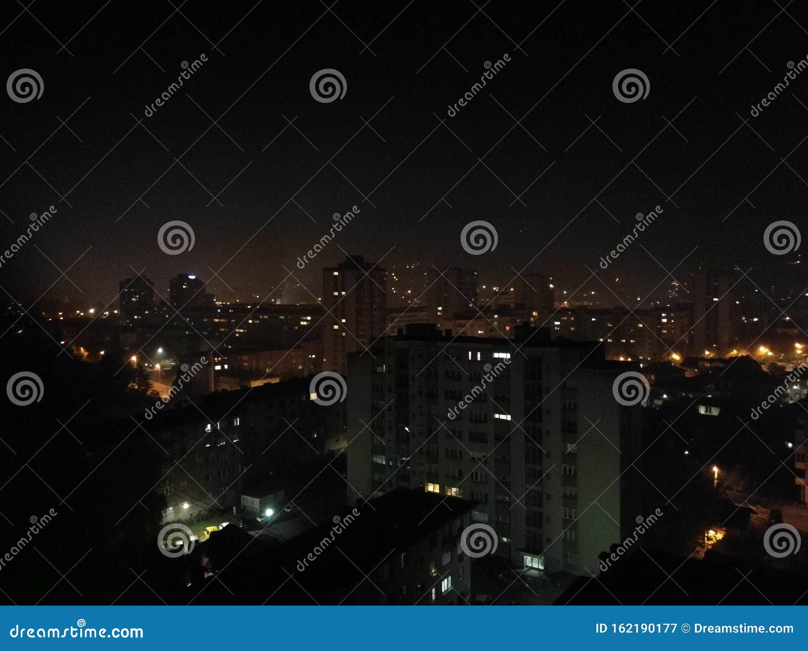 Tuzla night skyline stock image. Image of beautiful - 162190177