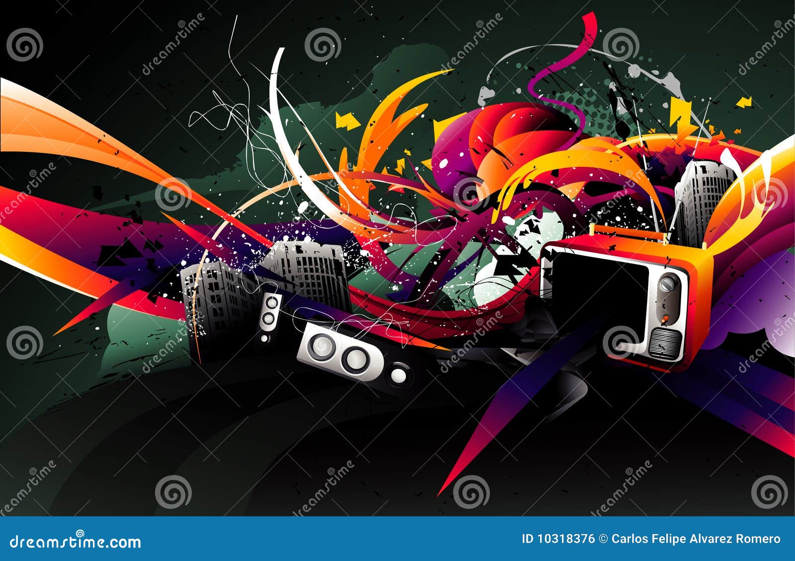 Tv Abstract Color Composition Stock Vector - Illustration of curves ...