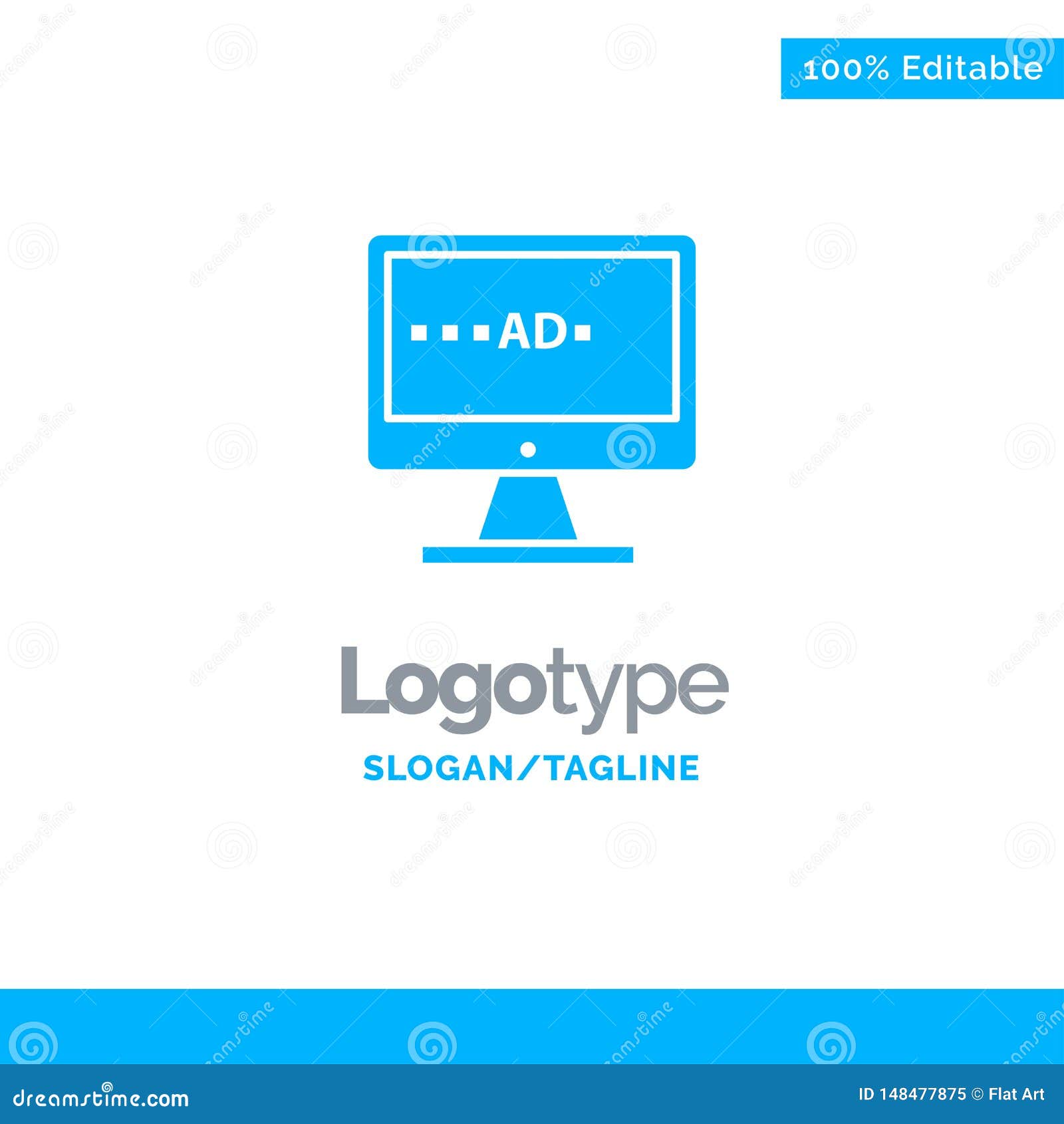 TV, Ad, Television, Screen, Lcd Blue Solid Logo Template. Place for ...