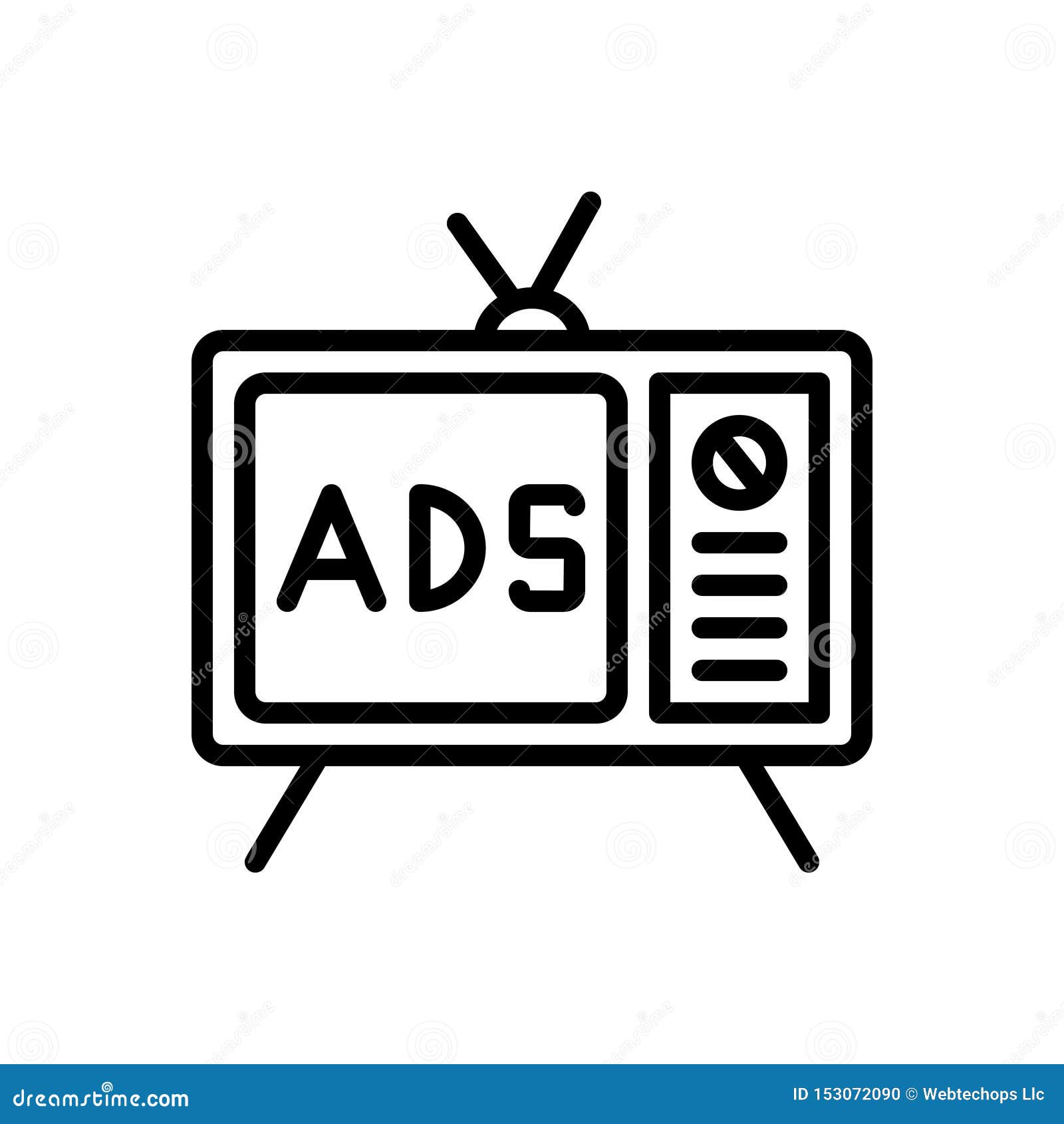 Black Line Icon for Tv-Ads, Advertisement and Abroadcast Stock Vector ...