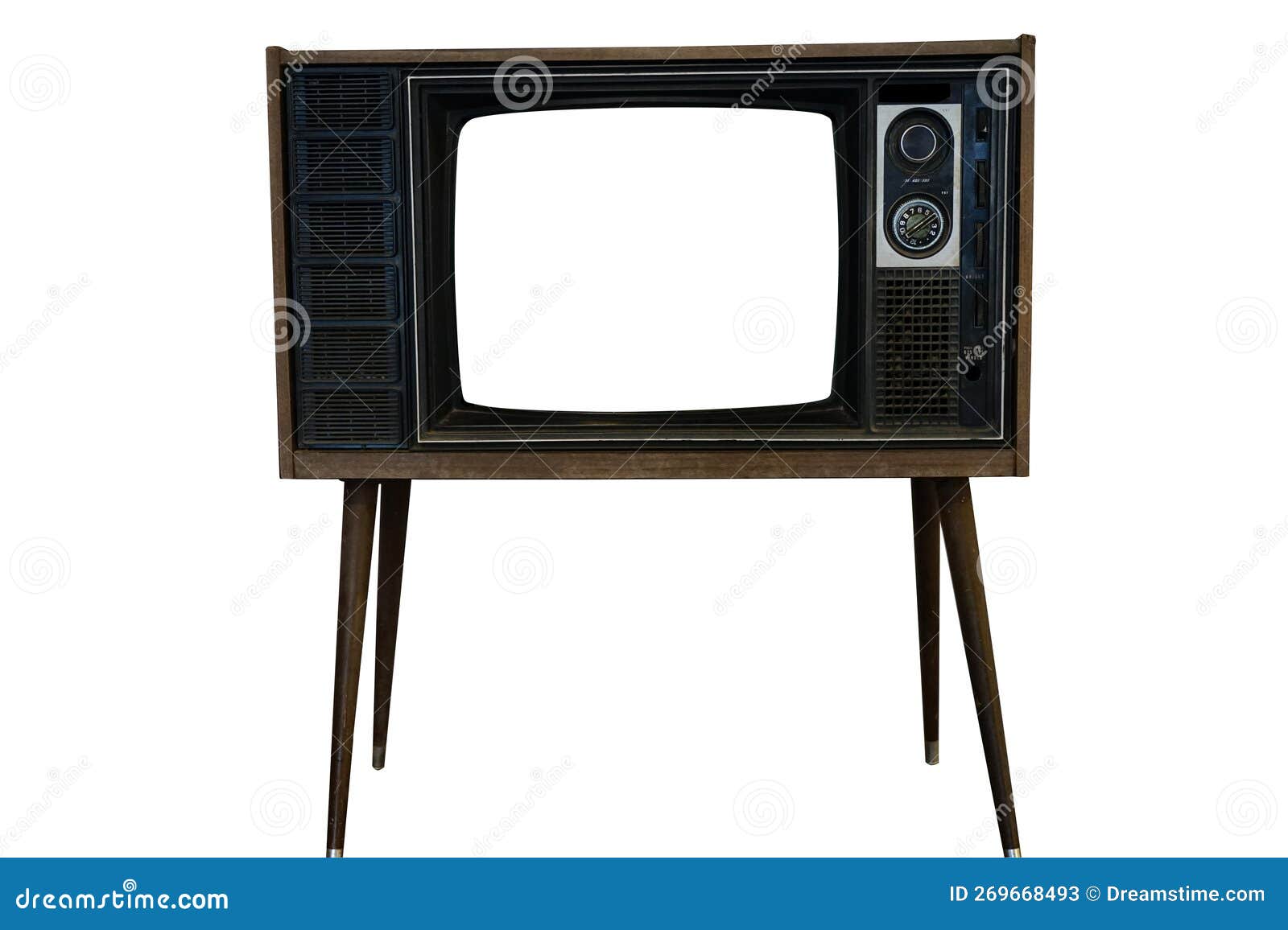 TV Analog with the Button, Put with Stand Electronic Equipment Old ...