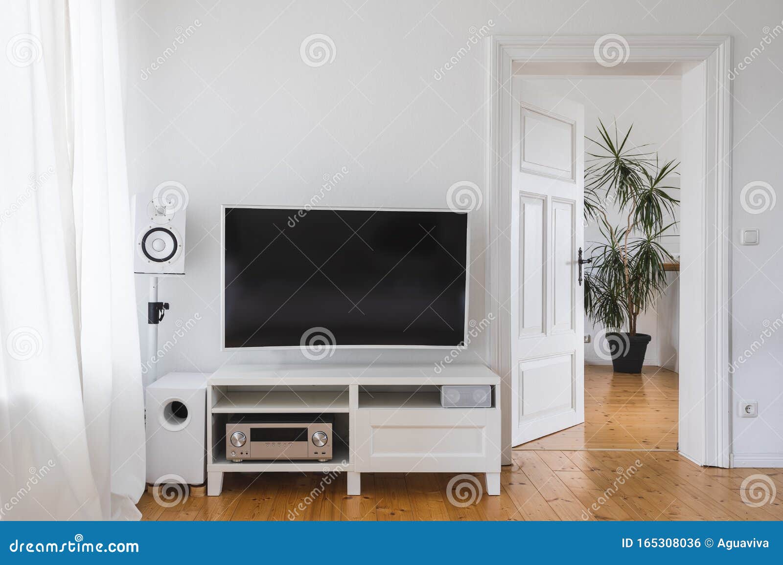 TV and Audio System in the Living Room Stock Photo - Image of audio ...