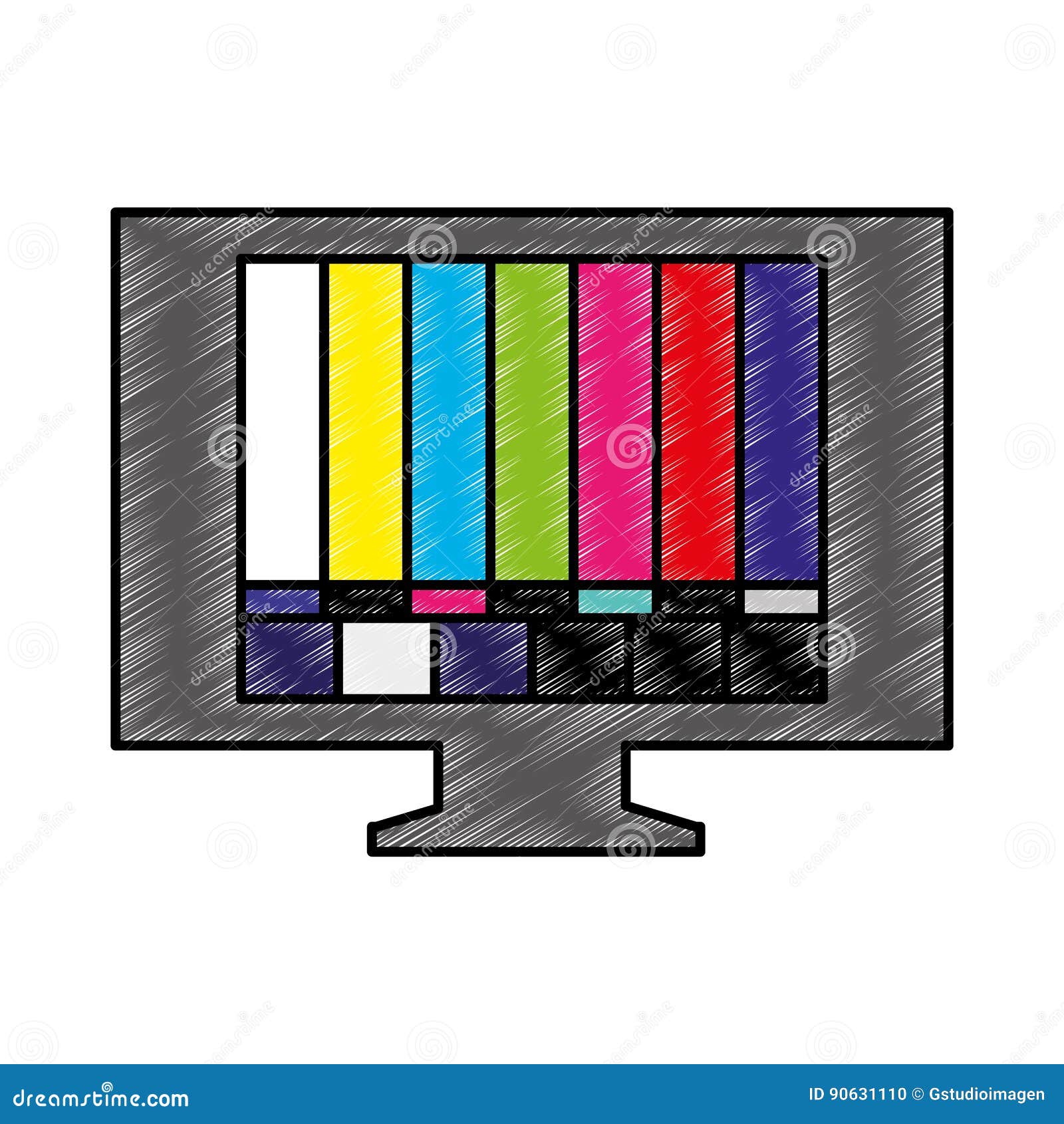 Tv with bad signal icon stock vector. Illustration of corruption - 90631110
