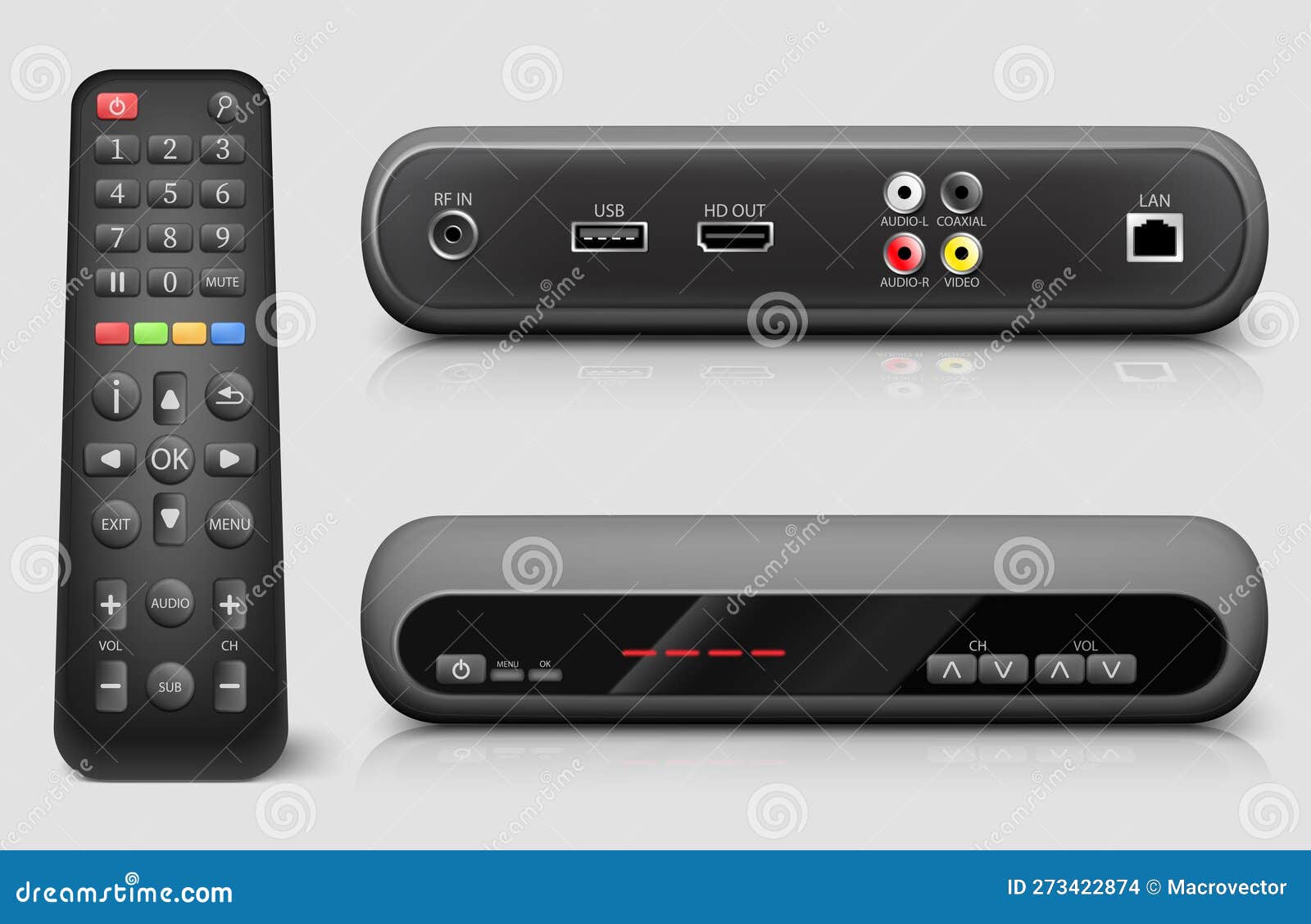 TV Box and Remote Controller Stock Vector - Illustration of antenna ...