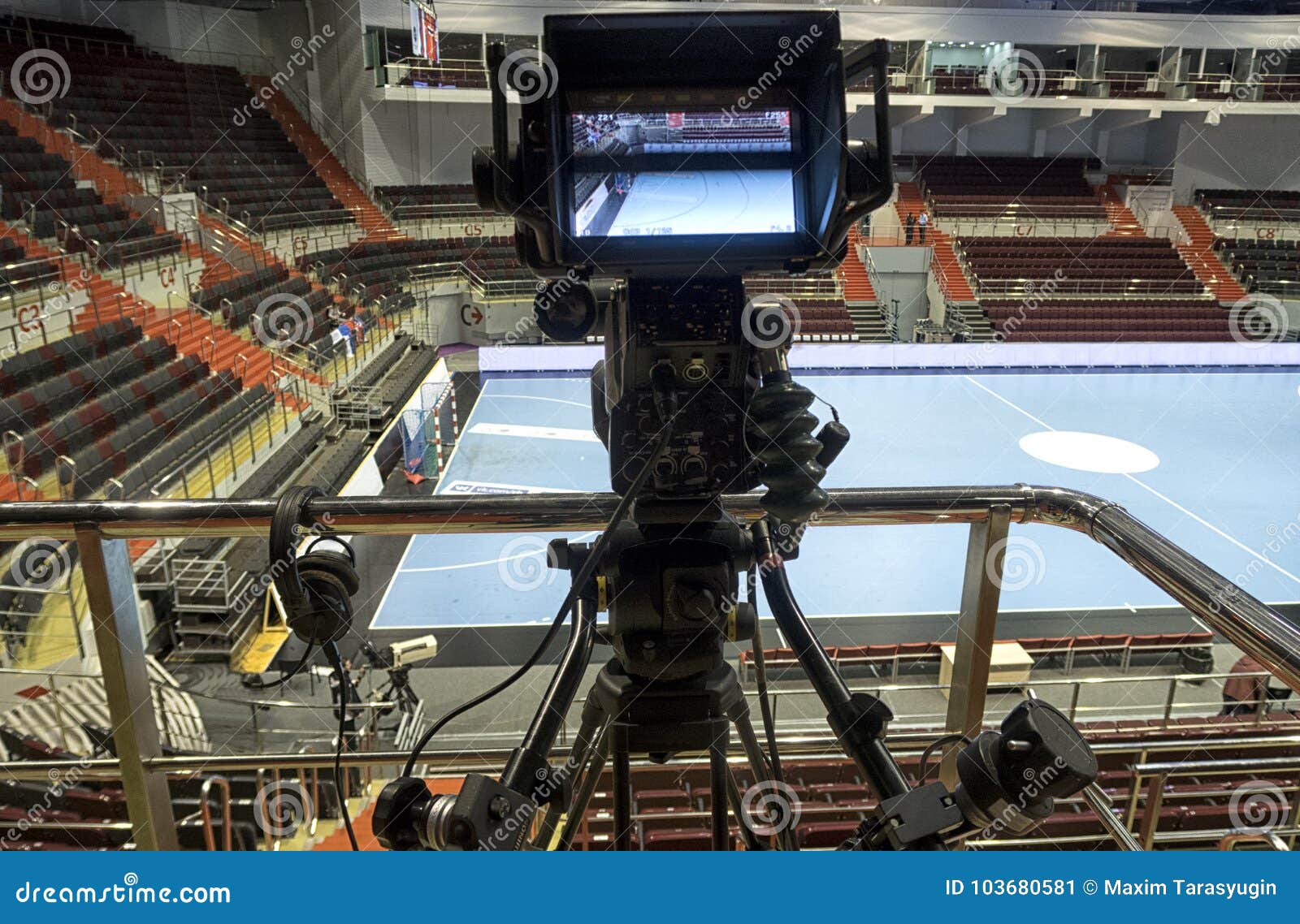 TV Camera for Broadcast Handball Stock Image - Image of media, athlete ...
