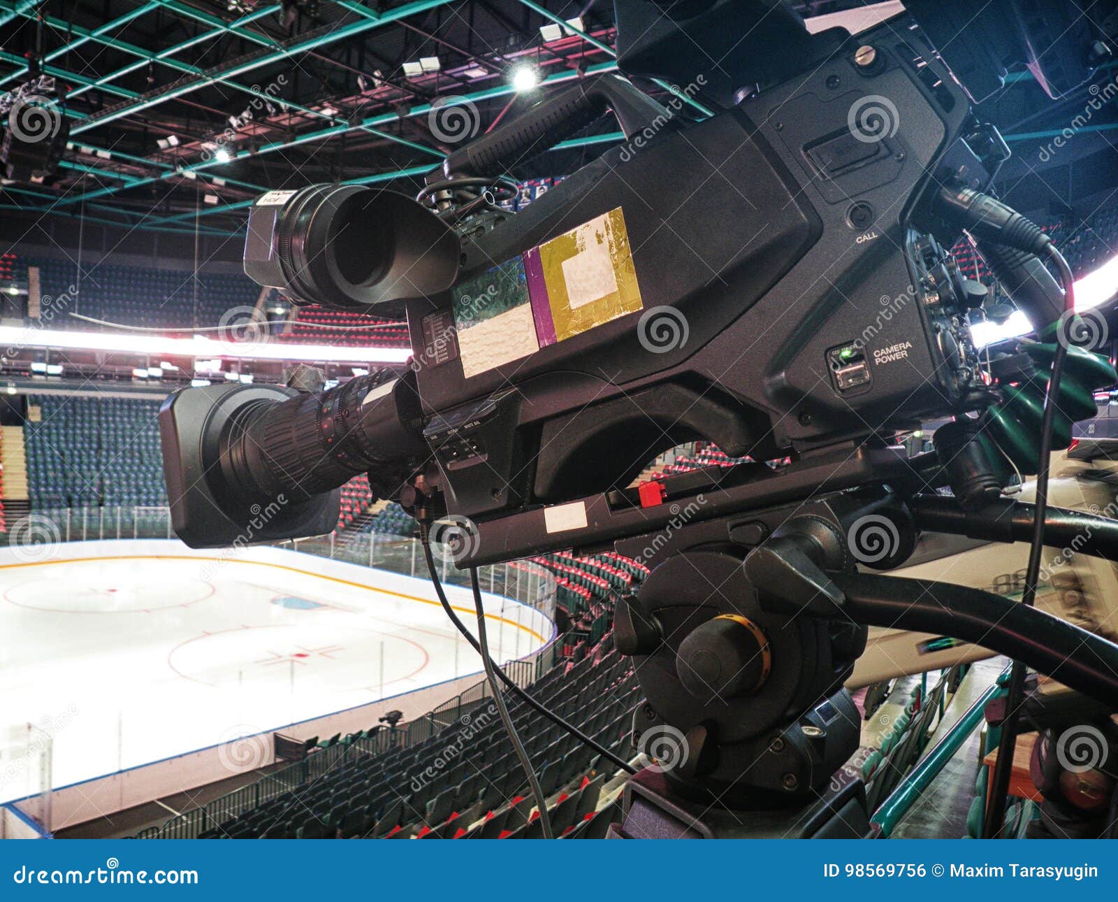 TV Camera for Broadcast Hockey Stock Photo - Image of microphone ...