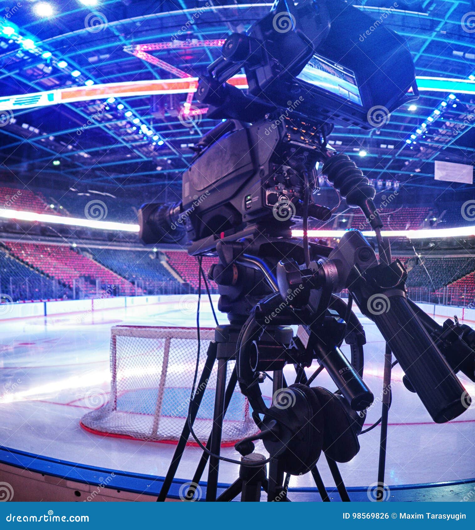 TV Camera for Broadcast Hockey Stock Photo - Image of camera, game ...