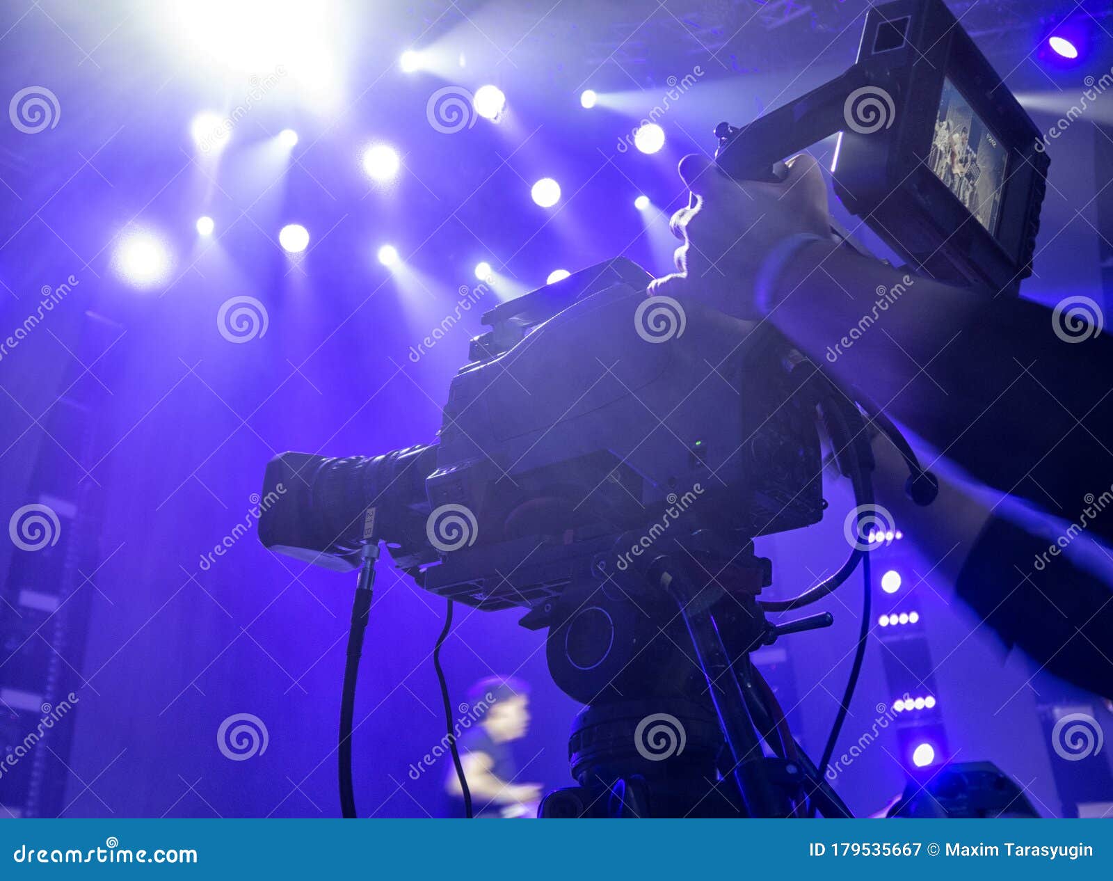 Tv Camera in a Concert Hall. Digital TV Camera Stock Image - Image of ...