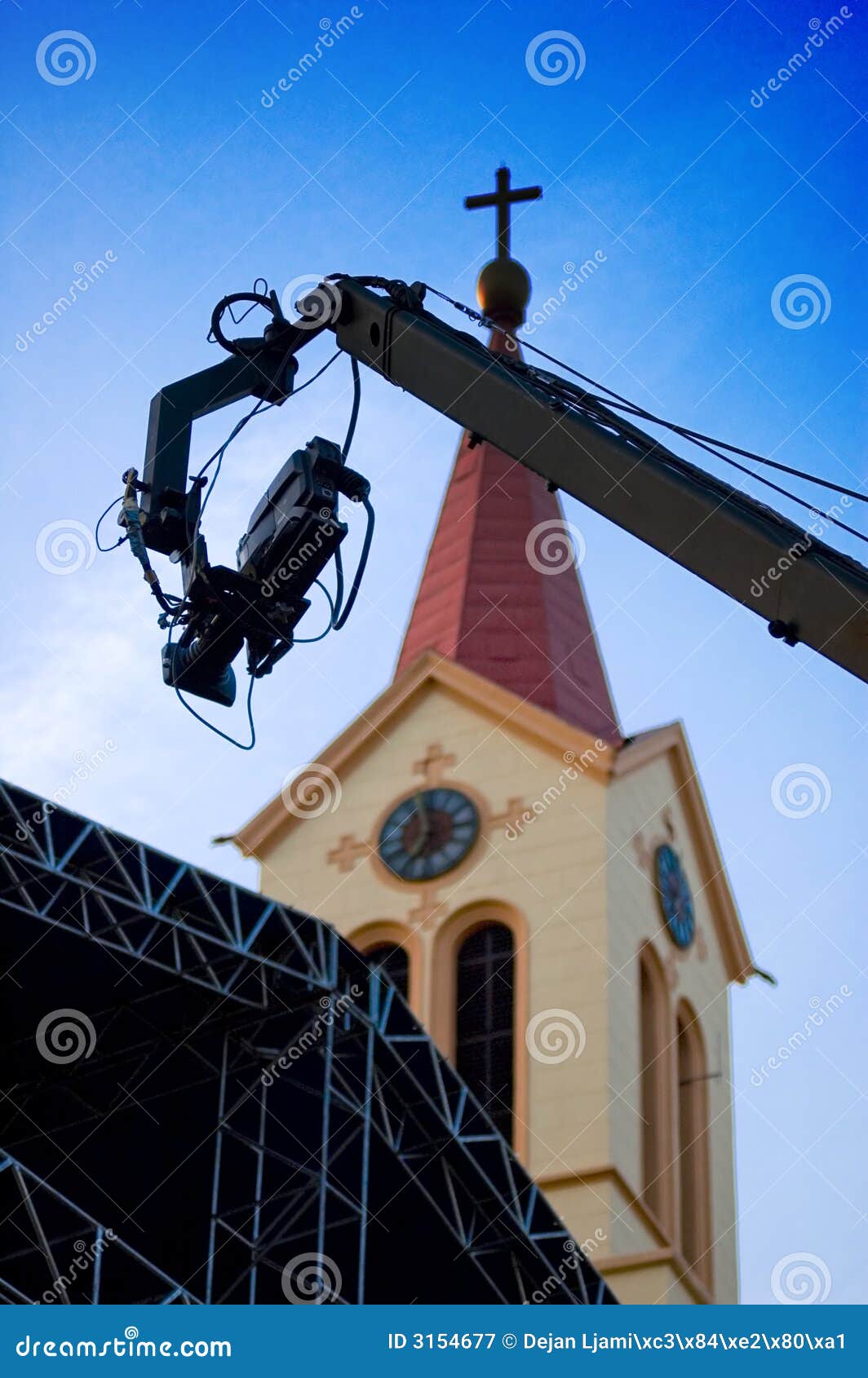 TV camera crane stock image. Image of cable, architecture - 3154677
