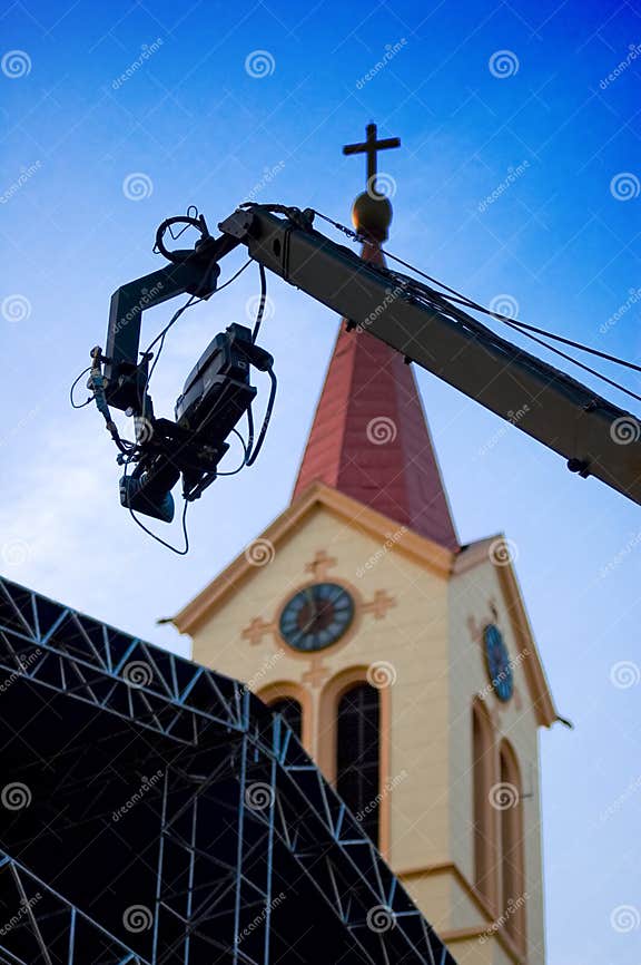 TV camera crane stock image. Image of cable, architecture - 3154677