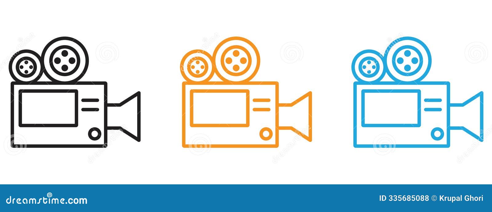 TV Camera Icon Thin Line Illustration Set Stock Vector - Illustration ...