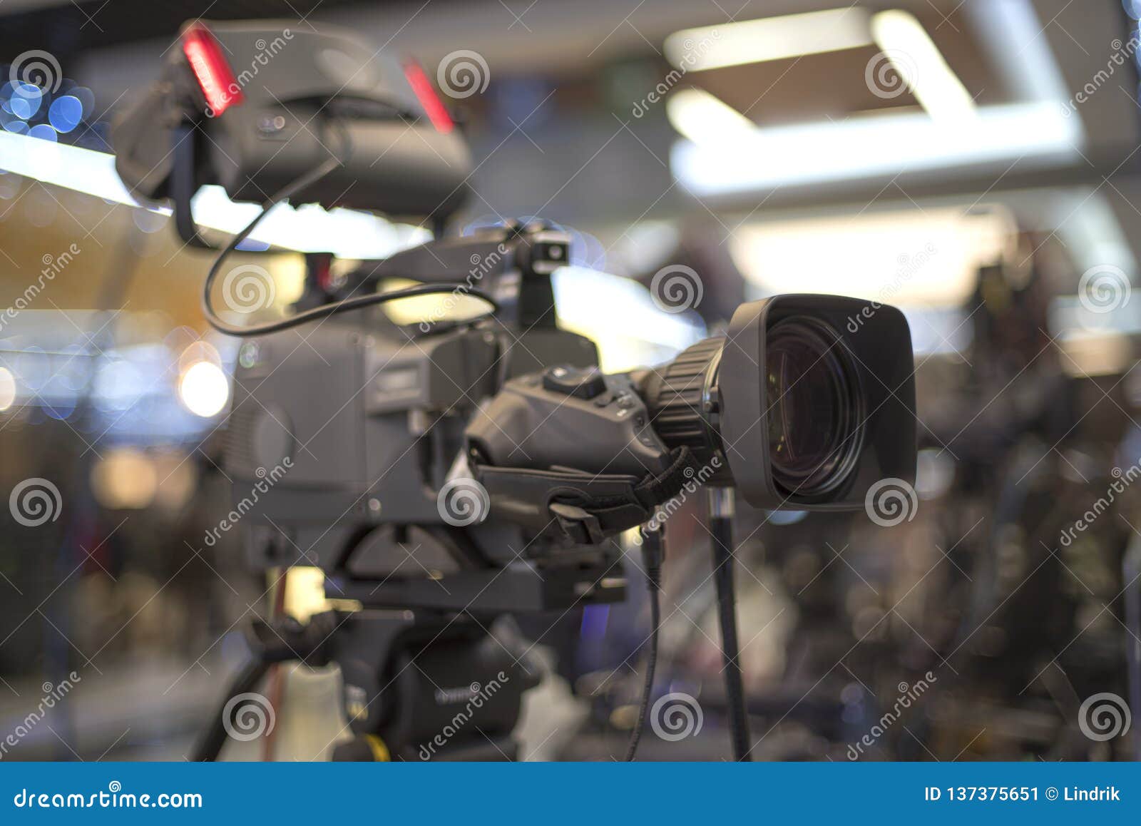 TV camera in recording stock image. Image of reflection - 137375651
