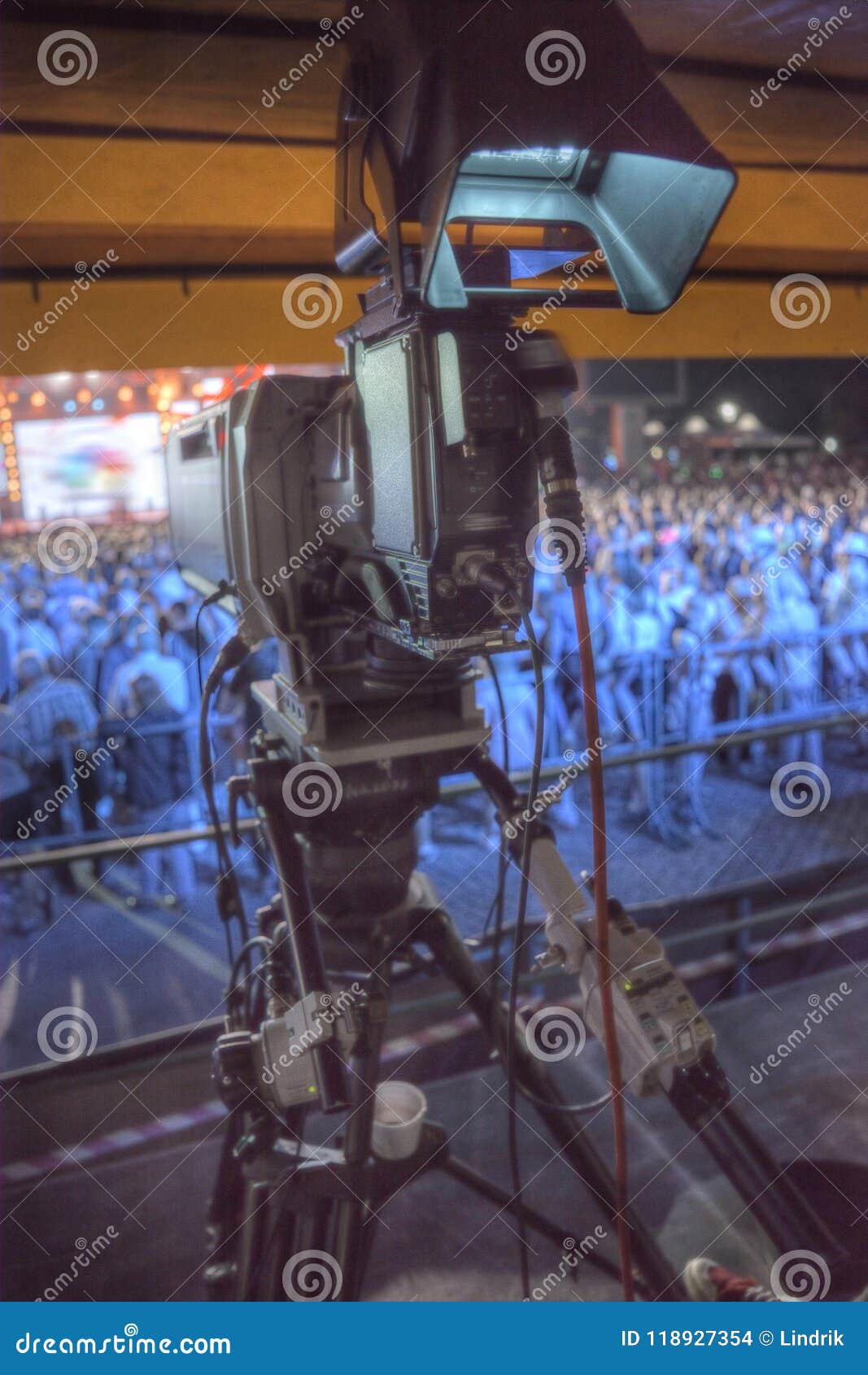 TV camera in recording stock photo. Image of news, zoom - 118927354